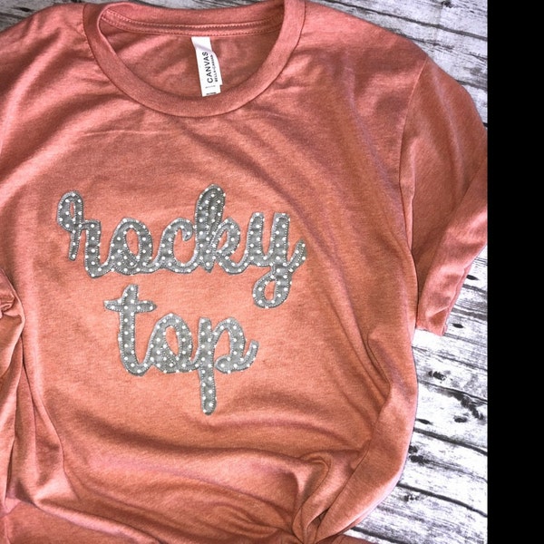 Raggy Applique Script Rocky Top Machine Embroidery Design - 3 Sizes ...