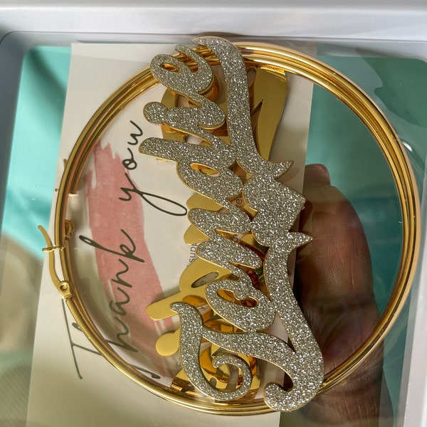 Custom Bling Name Hoop Earrings: Personalized Large Hoops, Gold Jewelry ...