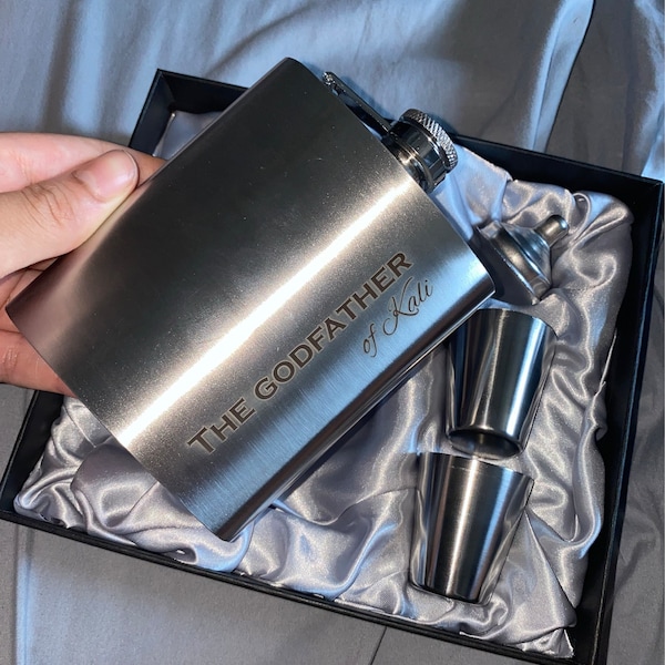 Godfather Flask Gift Set, Custom Name, Godfather Gift, Godfather ...