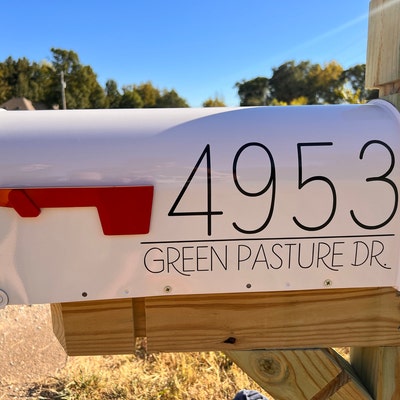 Set of Custom Mailbox Numbers With Street Address Name Decal, Modern ...