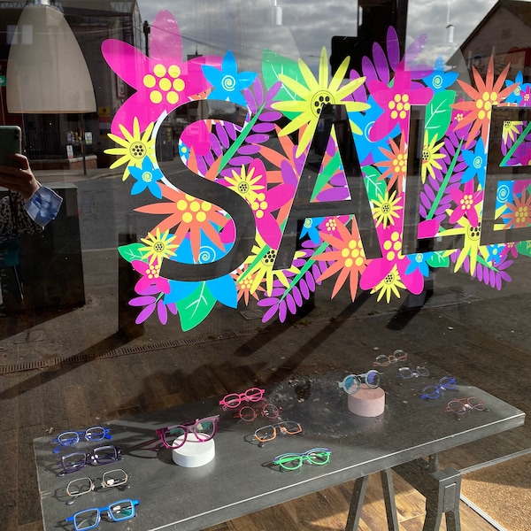 Floral SALE Retail Window Vinyl - Single Sale Sign – Shop Sign & Window ...