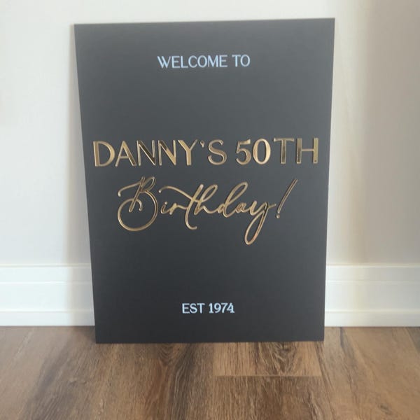 3D Gold Mirror Happy Birthday Acrylic Welcome Entrance Sign, Let's ...
