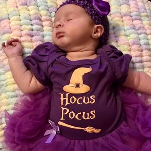 Hocus Pocus Witch Halloween Outfit, Baby Girl's Tutu Romper With Bow ...