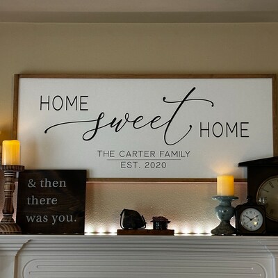 Home Sweet Home Sign Wood Framed Sign Home Wall Decor Farmhouse Wall ...