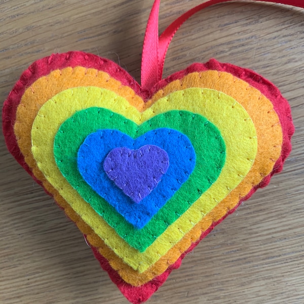 Make Your Own Rainbow Hanging Heart Kit. Felt Kit. Felt Decoration ...