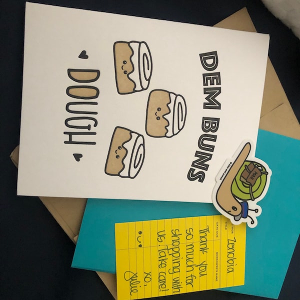 Funny Buns Butt Card - Letterpress Love Card - Dem Buns Dough ...