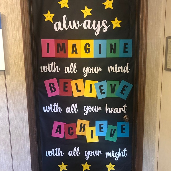 Imagine Believe Achieve Classroom Door Decoration Kit - Etsy