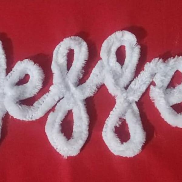Chenille Yarn Script Font Applique Embroidery Seven Sizes 2, 3, 4, 5, 6 ...