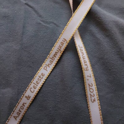3/8 Gold Edged Printed Favor Ribbons Custom Print Ribbons Personalized ...