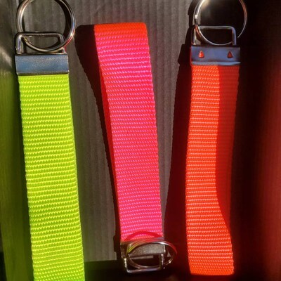 Mini Keychain Neon Fluorescent Yellow Key Fob Wristlet - Etsy