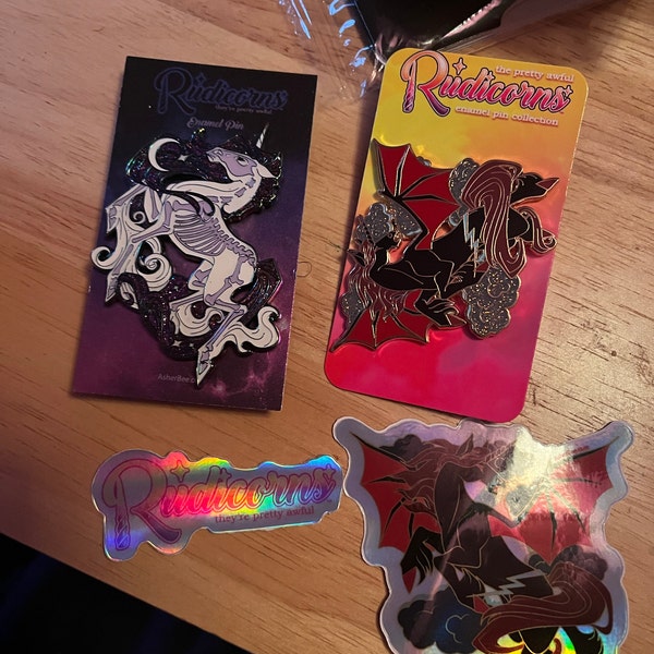 GRADE B Wicked Unicorn B Rainbow Metal Anodized Enamel Pin - Etsy