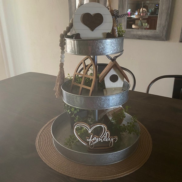 Home Sweet Home Tiered Tray Decor, Family Tiered Tray Decor, Farmhouse ...