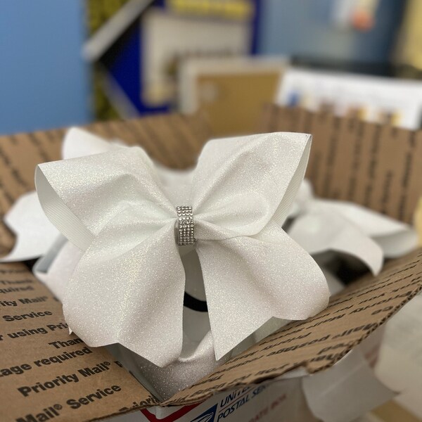 Gold Rhinestones Cheer Bow Gold Glitter Cheer Bow Competition Cheer Bow ...