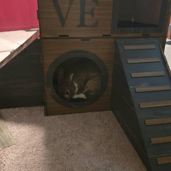 Two-story Wooden Rabbit House: Modern Rabbit Castle Furniture - Etsy