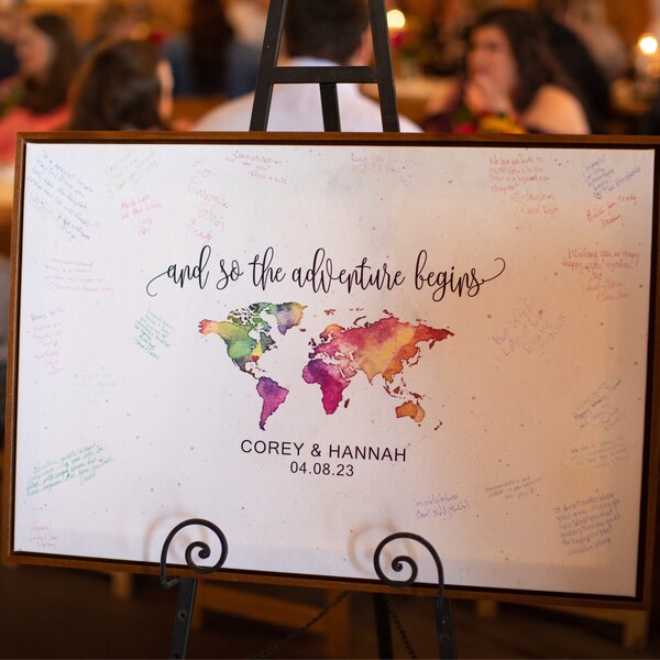Canvas Guest Book, World Map Signature Guestbook, Destination Wedding ...