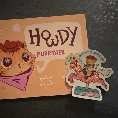 Roller Skate Sticker, Cowboy Cat Sticker, Cowboy Kitty, Roller Derby ...