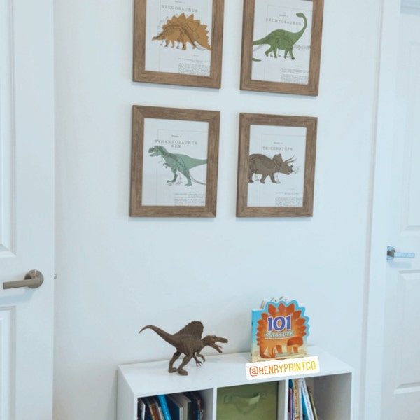 Dinosaur Print Collection of Four, Dinosaur Decor, T-rex Wall Art ...