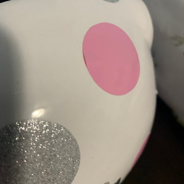 Large Personalized Piggy Bank, Light Pink Polka Dot Bank, Piggy Bank ...