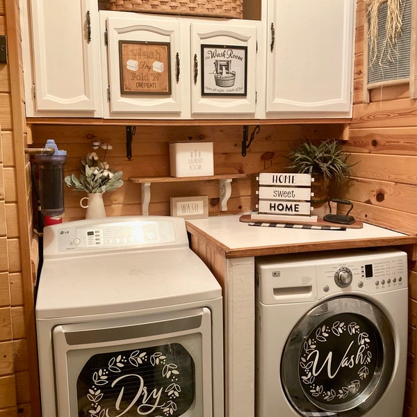 Laundry Room Decor "wash" "dry" Vinyl Decals, Washing Machines and ...
