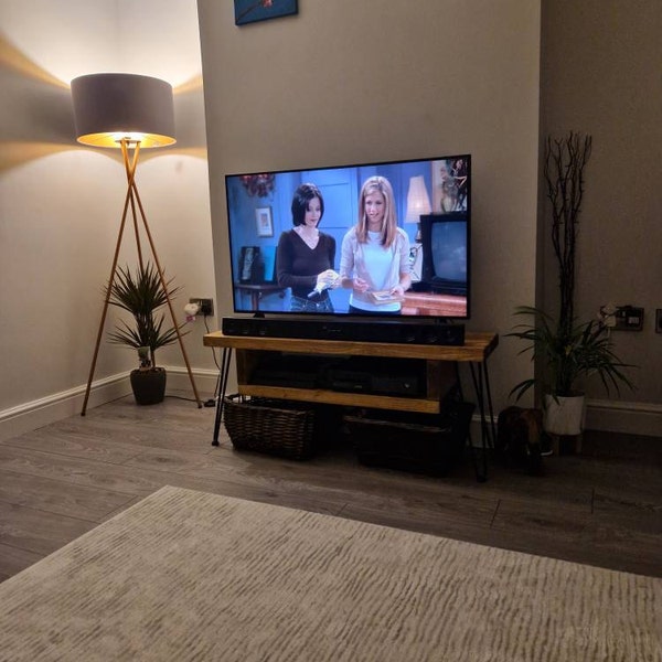 Handmade Rustic Pine TV Stand With Hairpin Legs - Etsy UK