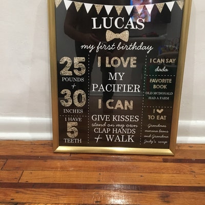 Printable Birthday Stats Board Black and Gold Birthday Stats - Etsy