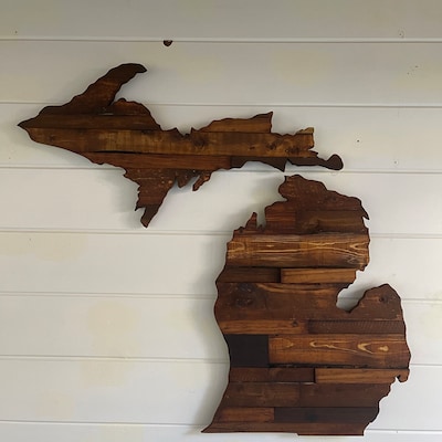 Michigan Rustic Wood State Cut Out, Wooden Michigan State Outline ...