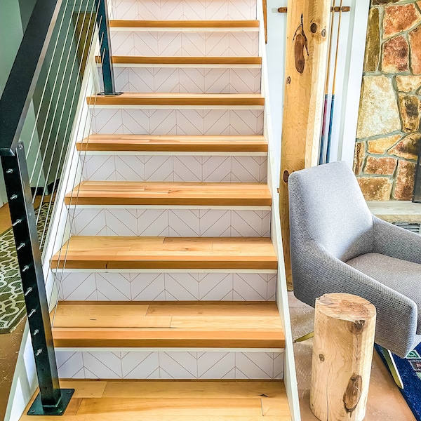 Chevron Neutral Stair Riser Stickers - Pack of 6 Removable Stair Riser ...