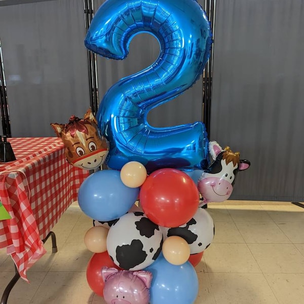DIY Blue Farm Balloon Sculpture, 1.4m/55in, Boy's Farm Animal Balloon ...