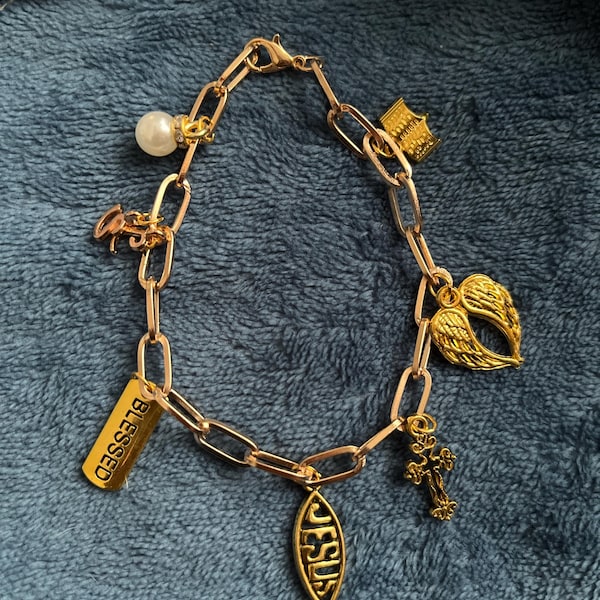 Christ Charm Bracelet - Silver - Etsy