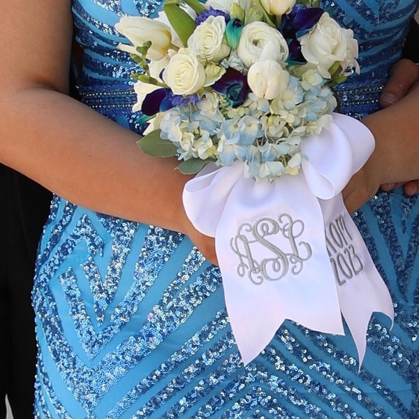 Prom Bouquet Ribbon, Preppy Prom Embroidered Ribbon, Wedding or Prom ...