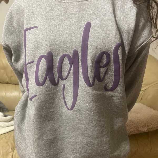 Custom PUFF Vinyl Gildan Sweatshirt, High School Mascot Sweatshirt ...