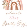 Pink Boho Rainbow Birthday Welcome Sign, Printable Welcome Sign ...