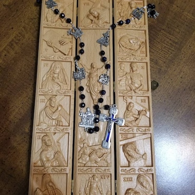 14 Wooden Stations of the Cross Triptych Resurrection of Jesus Christ ...