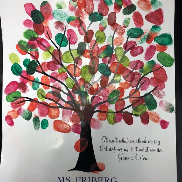 Personalized Teacher Gift, Takes a Hand Quote, Class Thumbprints Art ...