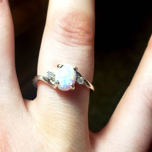 Opal Ring, White Opal Ring, Sterling Silver Opal Ring, Silver Opal Ring, Birthstone Ring ...