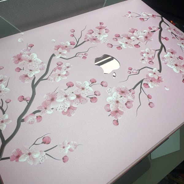 Cherry Blossom MacBook Skin, Aesthetic Japanese Sakura, Pastel Pink ...
