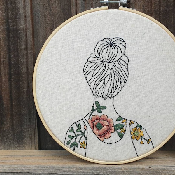 PDF Embroidery Pattern Tattooed Shoulders, Modern Embroidery Pattern ...