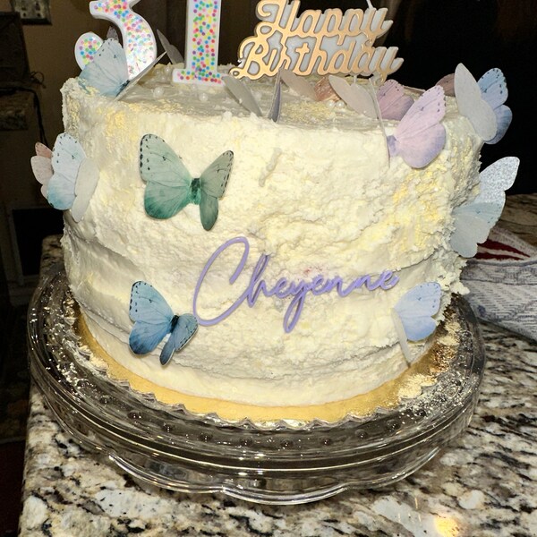 Acrylic Personalized Name Cake Charm Plaque in Cursive Script ...