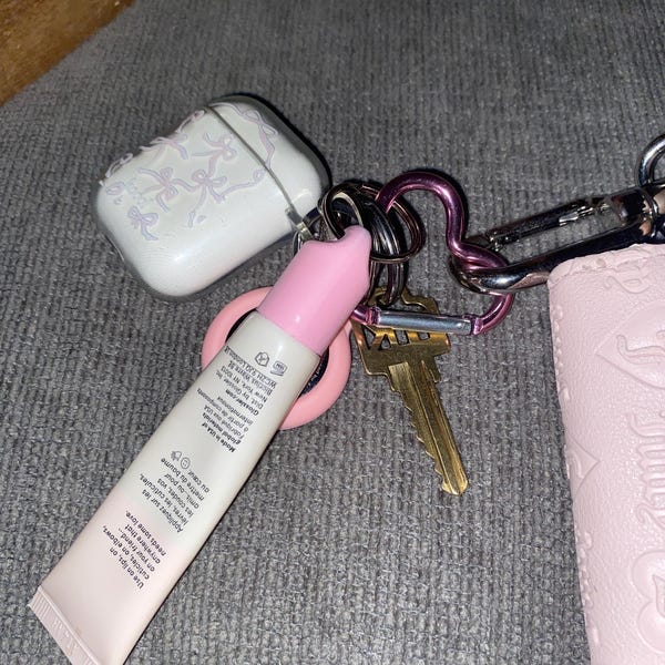 Glossier Brand Keychain Cap (key Ring Included) - Chapstick and Lip ...