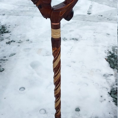 Phoenix Cane Walking Stick Wooden Carved Hand Head Walking Cane Old ...