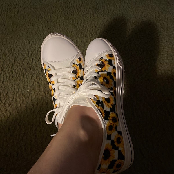 Sunflower Shoes Womens Custom, Yellow, Sneakers Floral, Walking Gifts ...