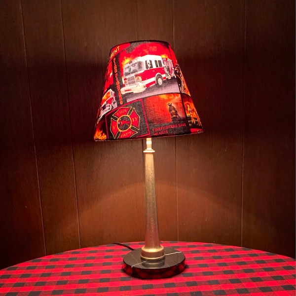 Firefighter Lamp Shade. Fire Department. Firetruck. Shades Are 9.5" X 5 ...