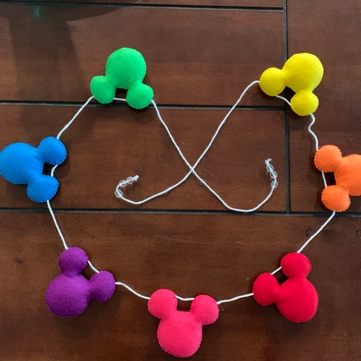 Disney Rainbow Garland, Pastel Mickey Garland, Disney Banner, Colorful ...