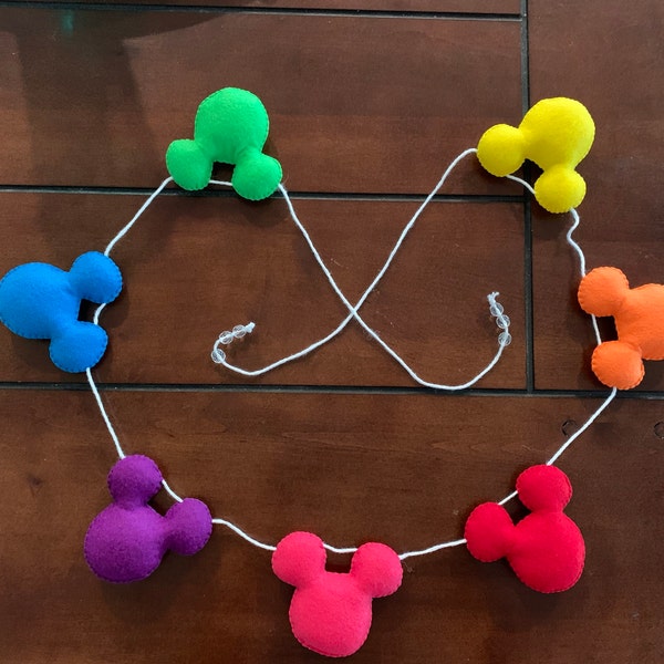 Disney Rainbow Garland, Pastel Mickey Garland, Disney Banner, Colorful ...