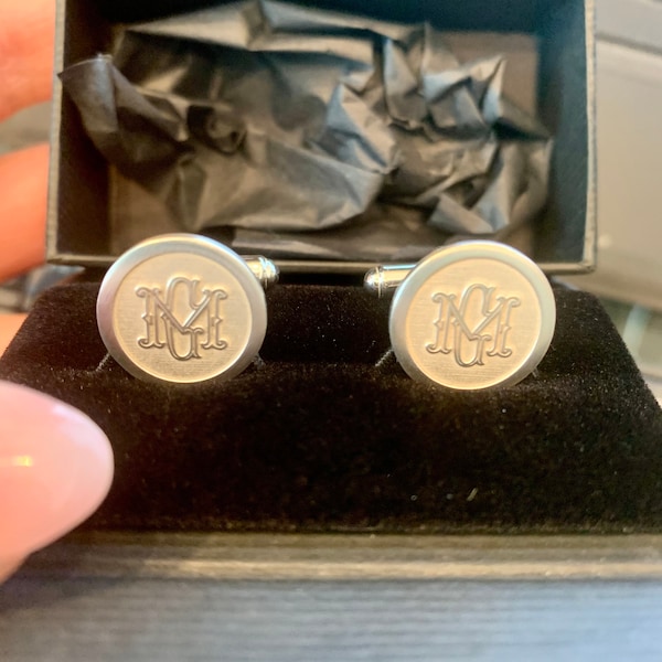 Silver Personalised Monogram Cufflinks, Engraved Cufflinks, Custom ...