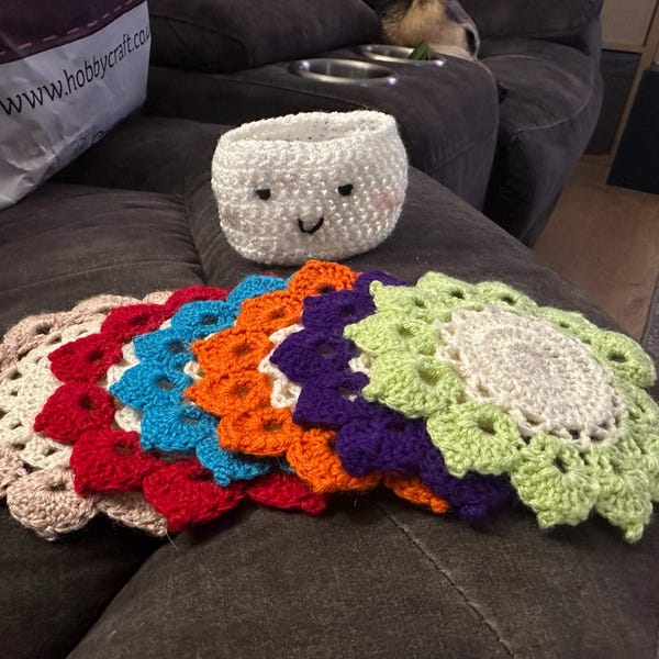 Highland Cow Coaster Crochet Pattern Cow Coaster Set With Potted Plant ...
