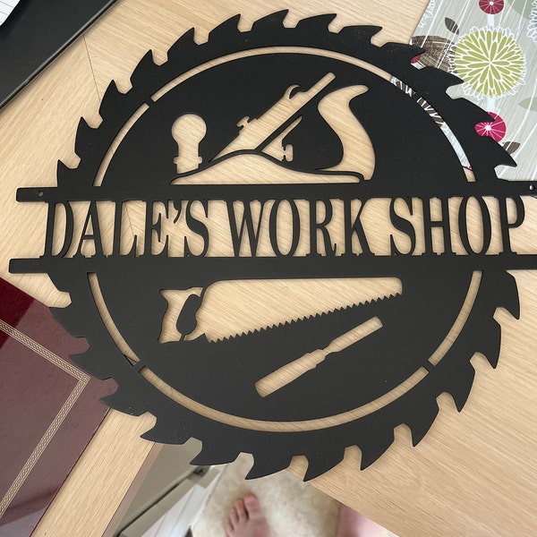 Wood Shop Sawblade Customized Monogram Metal Sign, Construction Trades ...