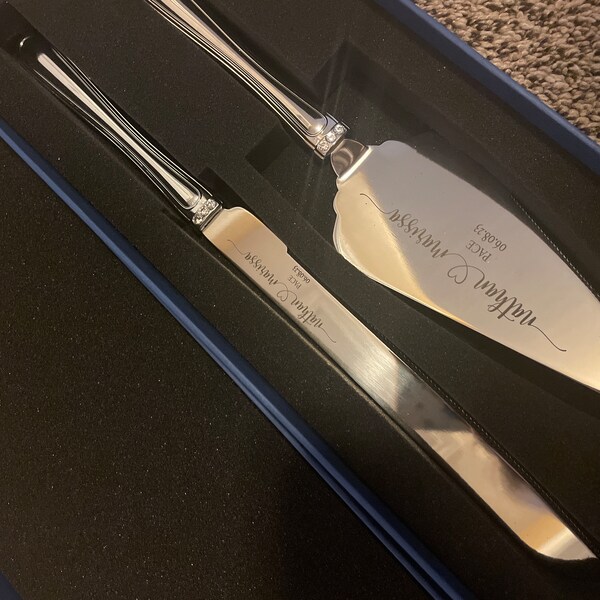 Cake Cutting Set, Engraved Wedding Cake Server Set, Personalized ...