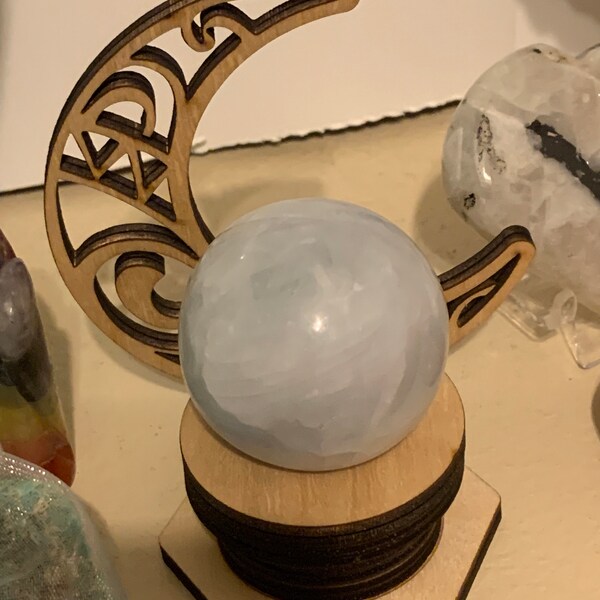 Crescent Moon Sphere Stand / Quality Handmade/ Wooden/ Crystal Ball ...