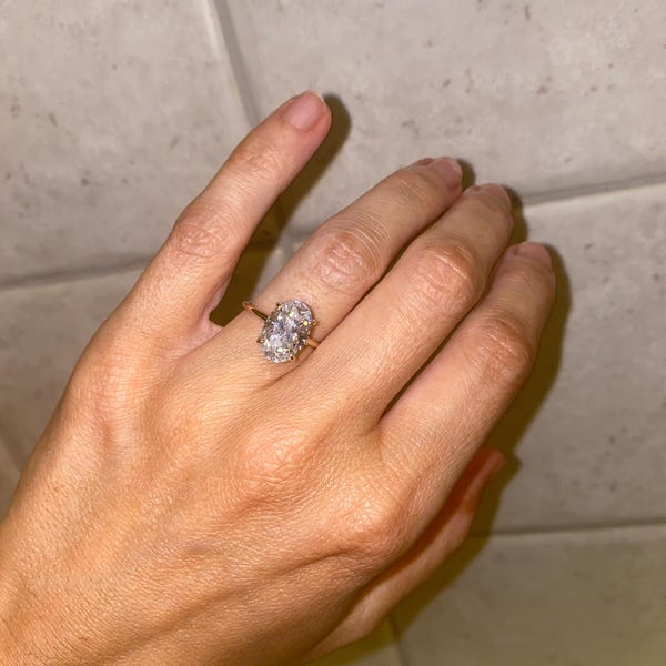 Hidden Halo Engagement Ring 1.5 up to 3 Carat Solitaire Oval Moissanite ...